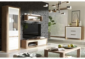 Obývací stěna LIVINIO | 5 dílů | 232,5 cm + 144 cm + 110x63 cm | sestava B | V CENĚ LED LIŠTY | ribbeck/bílá lesk