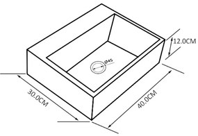 BPS-koupelny Keramické umyvadlo na desku HYD-VA-WH-400 40x30 cm, bílé