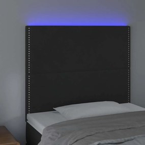 Čelo postele s LED černé 100x5x118/128 cm samet 3122328