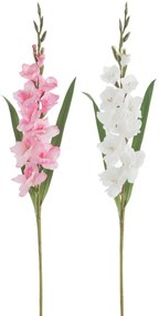 2ks bílá a růžová umělá květina gladiol / mečík - 12*102 cm