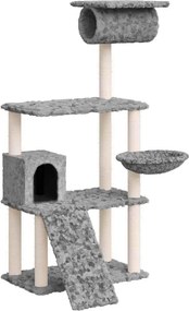 Škrabadlo pro kočky se sisalovými sloupky světle šedé 131 cm 171604
