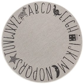 Krémový dětský koberec Ragami Letters, ø 160 cm