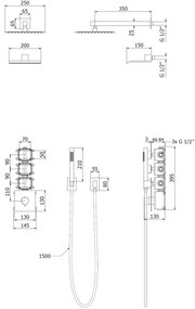Mexen Boka, sprchová souprava pod omítku, černá matná, 7603-03-70