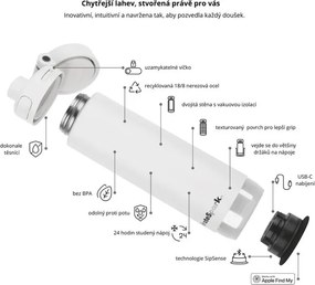 HidrateSpark PRO 2 chytrá lahev, 621 ml bílá