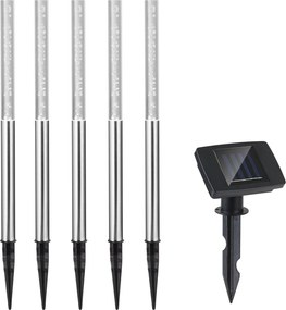 Monzana LED solární zapichovací světla – sada 5 ks, bílá, 48 cm