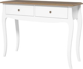 HOMCOM Zrcadlový stolek do předsíně s 2 zásuvkami v francouzském stylu pro chodbu, ložnici a obývací pokoj 100x35x76,5 cm Bílá a tmavě hnědá