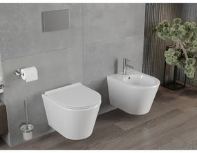 Mexen Rico závěsné wc Rimless s toaletním Slim sedátkem z duroplastu, bílá - 30720500