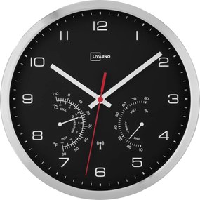 Livarno® Nástěnné hodiny s ukazatelem teploty a vlhkosti vzduchu (černá)