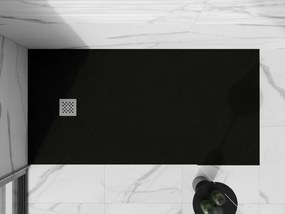 Mexen Stone+, obdélníková vanička z minerálního kompozitu 200 x 80 cm, černá matná, 44708020