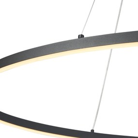 Designové závěsné svítidlo černé oválné 120 cm vč. LED 3-krokové stmívatelné - Ovallo