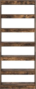 Knihovna 6 úrovní 80 x 30 x 198 cm Kompozitní dřevo Kouřový dub 3333920