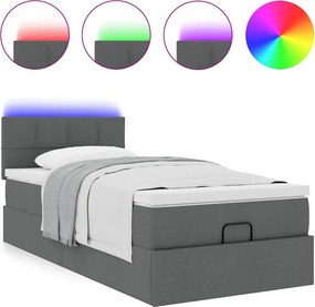 Osmanská postel s matrací &amp; LED tmavě šedá 90x200 cm látka 3312278