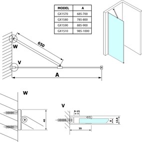 Gelco Gelco, VARIO CHROME jednodílná sprchová zástěna pro instalaci ke stěně, sklo nordic, 700 mm, GX1570-05