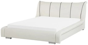 Bílá kožená postel 160x200 cm NANTES Beliani