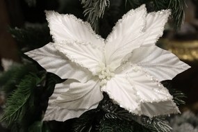 Bíle stříbrná vánoční růže 28cm