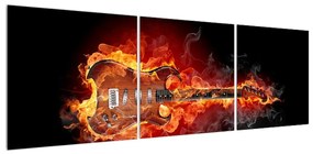 Obraz kytary v ohni (150x50 cm)