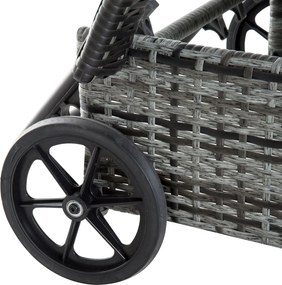 Outsunny Zahradní Lehátka s Bočním Stolkem - 3-dílná Sada Zahradního Nábytku, Polyrattan+Metal Šedý