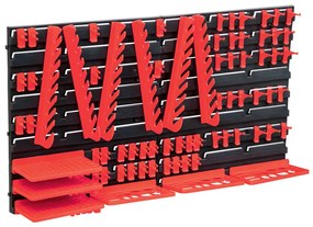 vidaXL 71dílná sada skladovacích zásobníků s panely červenočerná