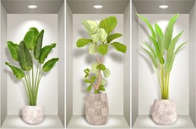 Sada 3 3D samolepek na zeď Ambiance Banana Trees