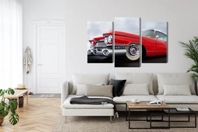 Vícedílný obraz Červené Auto Z 50. Let Nedostatek Nedostatek Přírodní plátno 60x40