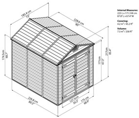 Zahradní domek Skylight 6x8 hnědý
