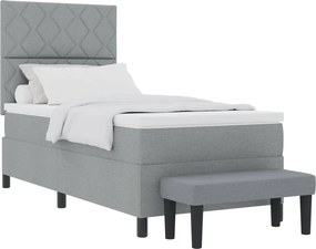 Postel s boxspringem s čelo Světle šedá 100 x 200 cm textil 3344121
