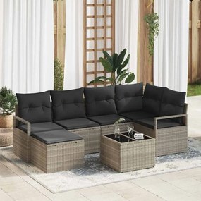 Set pohovek 7 ks Světle šedá polyratan 3346462