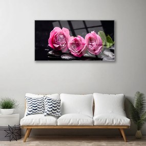 Plexisklo-obraz Růže Kameny Zen Lázně Příroda 100x50 cm