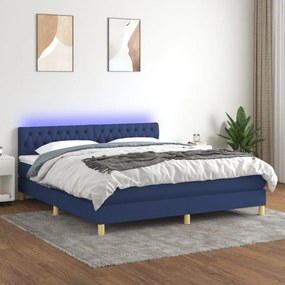 Box spring postel s matrací a LED modrá 180x200 cm textil 3133979