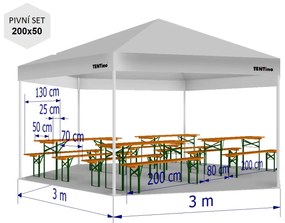 NŮŽKOVÝ PARTY STAN 3x3x3 m TENTino BIG HEXAGON EXTREME Barva: 1A - BÍLÁ