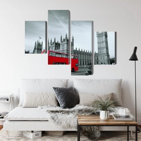 Vícedílný obraz Červený Londýnský Autobus Nedostatek Nedostatek Plátno Canvas 160x100
