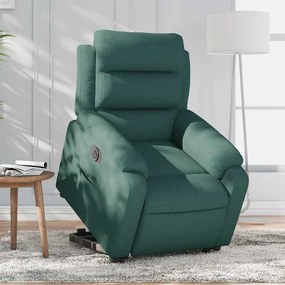 Elektrické zvedací polohovací křeslo tmavě zelené textil 3205010