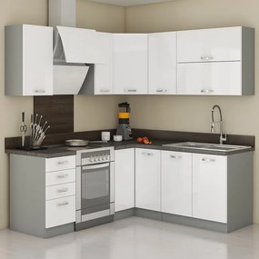 BIANCA sb | vysoká skříňka 60 DPM-210 2F na vestavnou troubu a mikrovlnku | 60 cm | světle šedá/bílá lesk