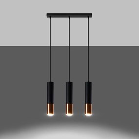 Sollux Lighting Závěsné svítidlo LOOPEZ 3L černé/měď