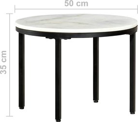 Konferenční stolek bílý a černý Ø 50 cm pravý masivní mramor 286411