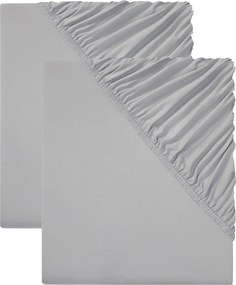 Livarno home Sada žerzejových napínacích prostěradel, 140-160 x 200 cm, 2dílná (světle šedá)