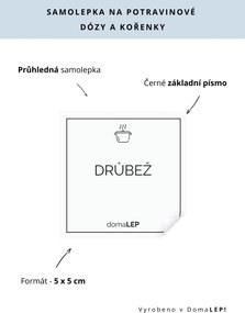 Samolepka na kořenky DRŮBEŽ průhledná  5 × 5 cm základní písmo