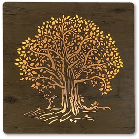 Li-Go "Lípa" světelný obraz 230V 62x62cm provedení povrchu: dub světlý
