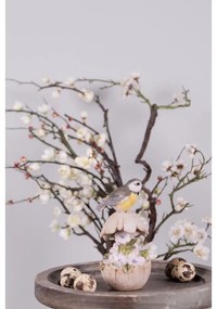 Velikonoční dekorace sýkorka na vajíčku s květy - 6*6*14 cm