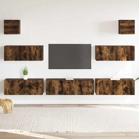 7dílný set TV skříněk kouřový dub kompozitní dřevo 3114547