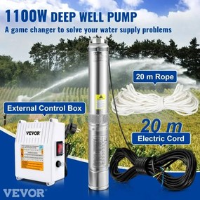 ponorné čerpadlo do hlubokých studní, 1100 W 230 V/50 Hz, 190 l/min 57 m