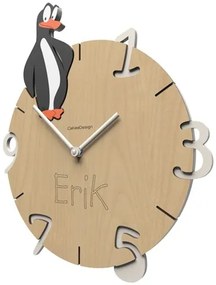 Dětské hodiny CalleaDesign tučňák 36cm (možnost vlastního jména)