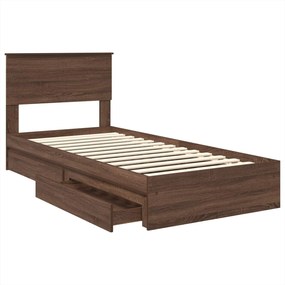 Postel s úložným prostorem se zásuvkou Hnědý dub 75 x 190 cm 3408514