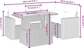 5dílná zahradní sedací souprava s poduškami černá polyratan 3271293