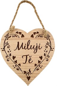 AMADEA Dřevěné srdce s textem Miluji Tě, masivní dřevo, 16 x 15 cm