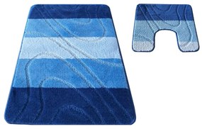 Koupelnové předložky ve dvoudílné sadě modré barvy 50 cm x 80 cm + 40 cm x 50 cm
