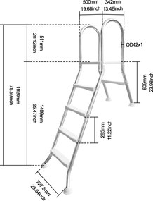 NEOVA Bazénové schůdky nerezová ocel 120 cm PL410