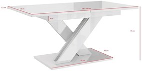 Jídelní rozkládací stůl BRAGA bílý mat/beton