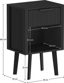 Kondela Noční stolek, černá, TOBI