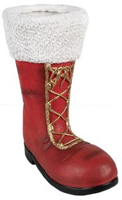 Vánoční dekorace červená keramická holínka Santa Clause – 32x19x36 cm